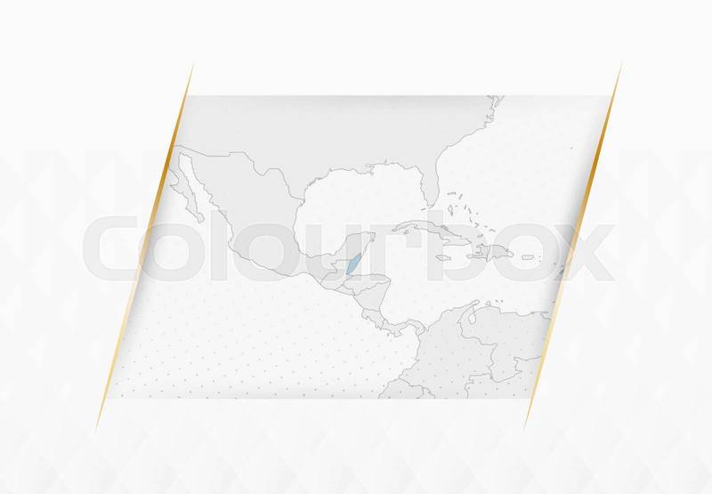 Belize Map in Blue with Gold Framed Accents. Modern Vector M | Colourbox