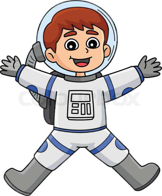 This cartoon clipart shows an Astronaut Dad illustration. | Colourbox