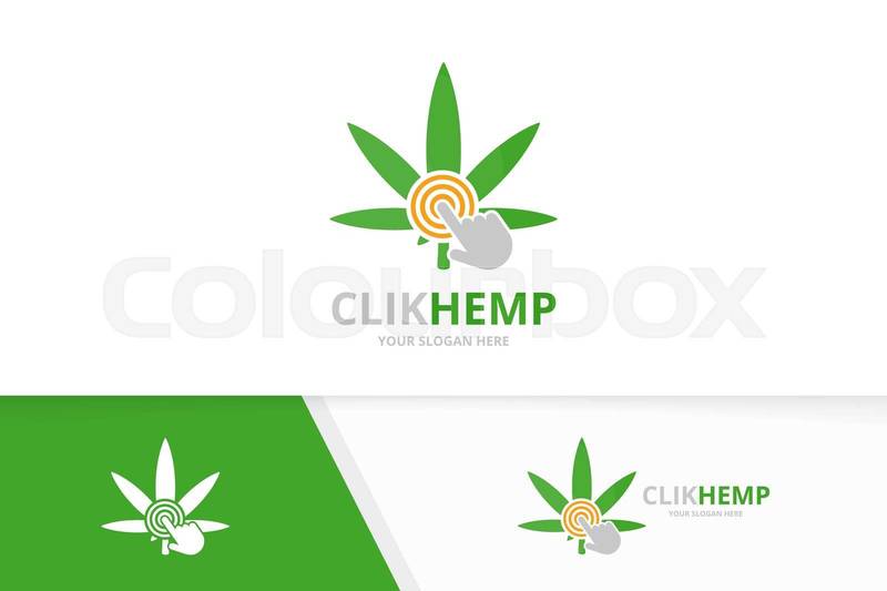Vector marijuana leaf and click logo combination. Hemp and c | Colourbox